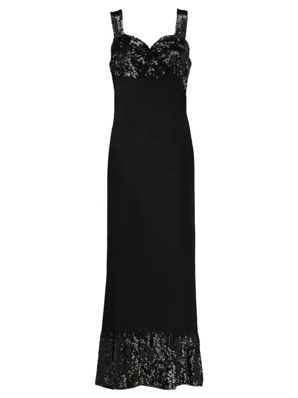 Vintage Sequin-embellished Maxi Dress - Black