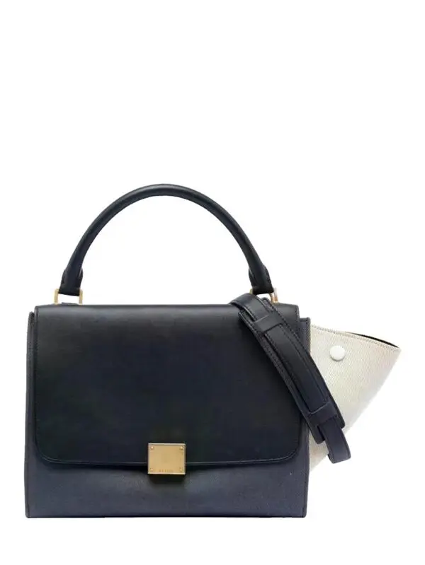 Celine 2014 Tricolor Canvas And Calfskin Trapeze Satchel - Blue