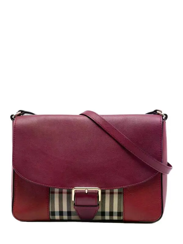 Burberry Leather Crossbody Bag With House Check Accent - Red