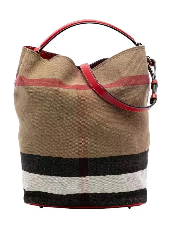 Burberry Mega Check Ashby Bucket Bag - Brown