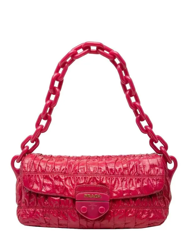 Prada Vernice Gaufre Shoulder Bag - Pink
