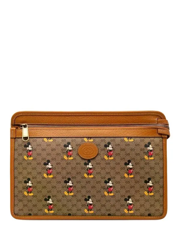 Gucci Disney Micro Gg Supreme Mickey Mouse Clutch - Brown