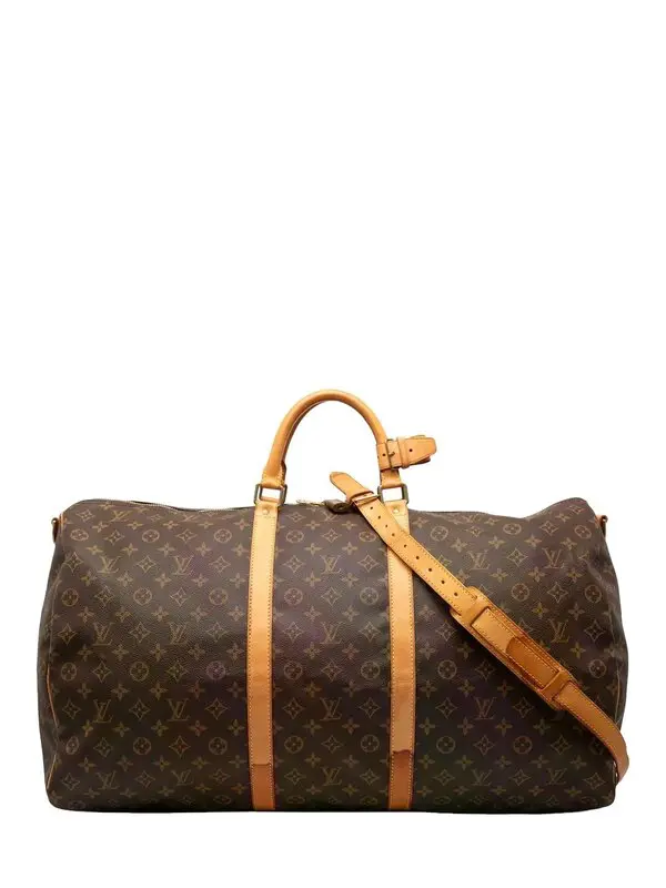 LOUIS VUITTON 2002 Monogram Keepall Bandouliere 60 Travel Bag - Brown
