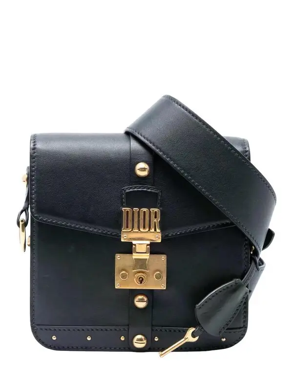 Dior 2017 Leather Dioraddict Square Flap Crossbody Bag - Black