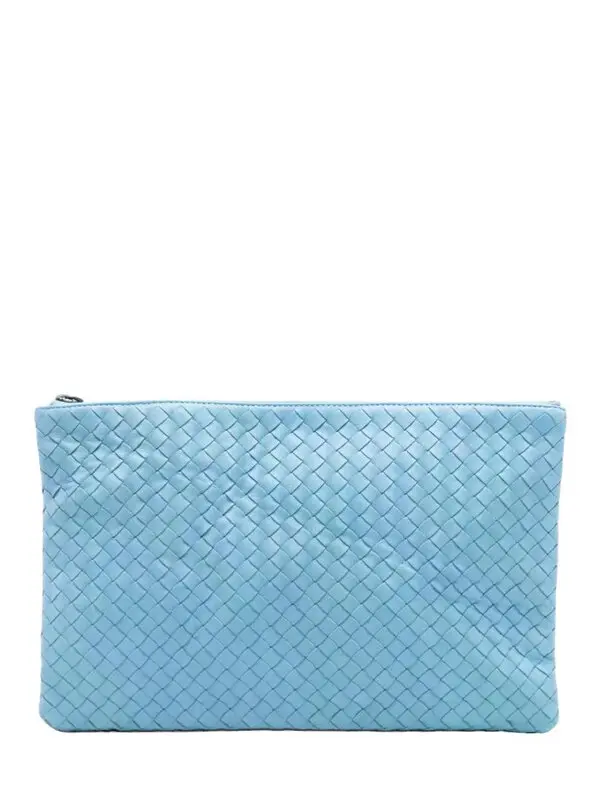 Bottega Veneta Medium Nappa Intrecciato Flat Pouch - Blue