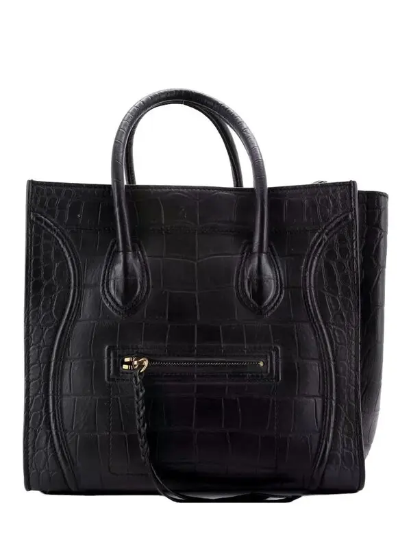 Celine Phantom Medium Tote Bag Crocodile Embossed Leather - Black