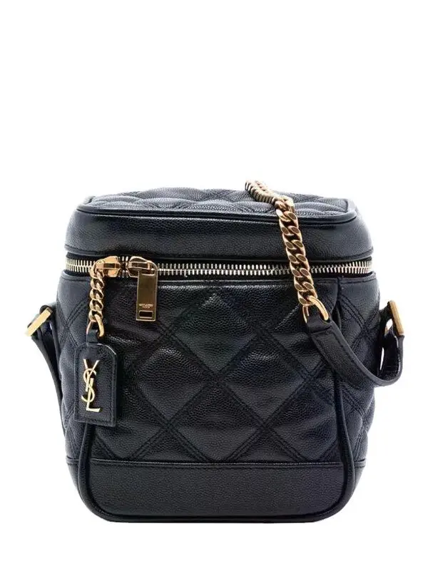 Saint Laurent 2021 Grain De Poudre Quilted 80s Vanity Bag - Black