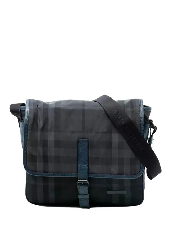 Burberry 2000-2017 Smoke Check Nylon Messenger Bag - Grey