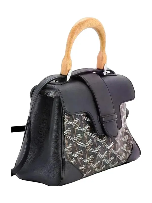 Goyard Saigon Top Handle Mini Bag Coated Canvas With Leather - Black