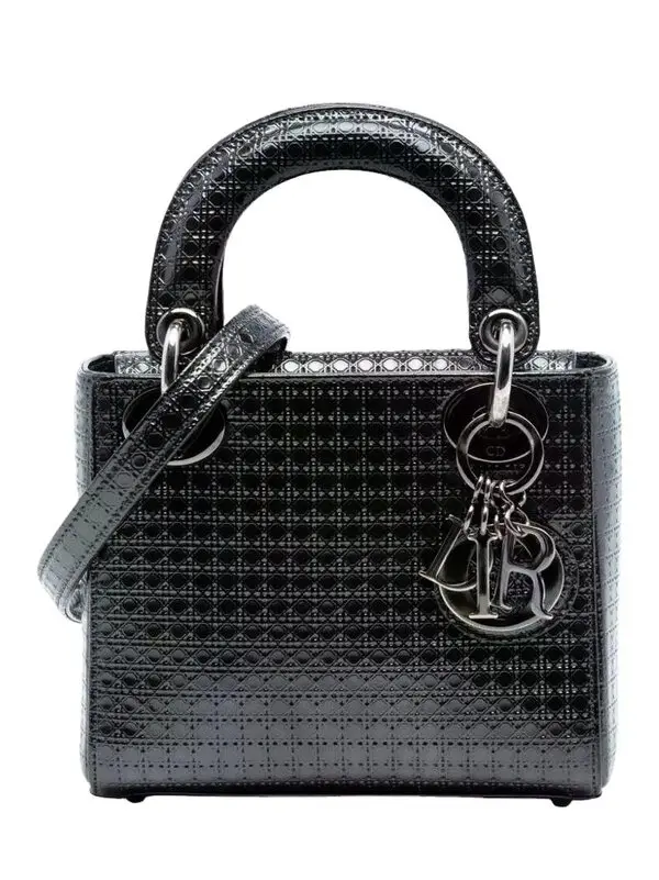 Dior 2016 Mini Metallic Microcannage Lady Satchel - Black