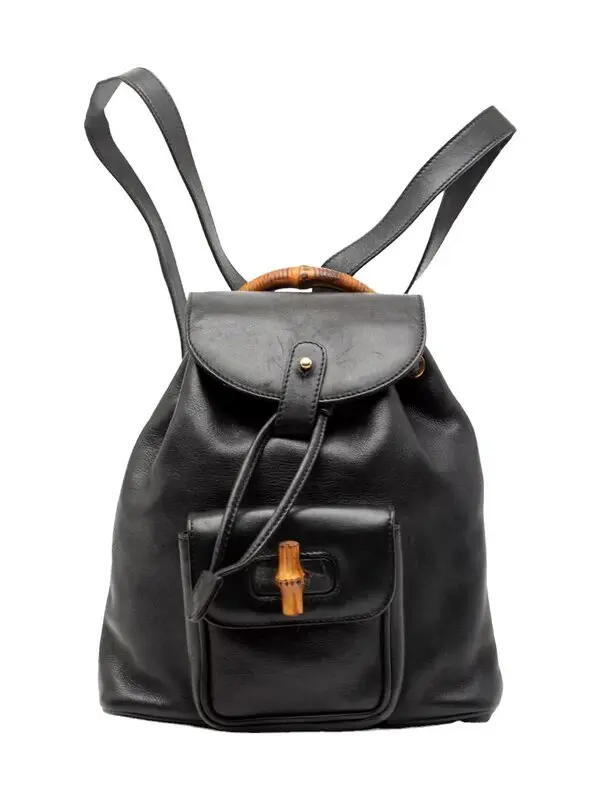 Gucci Leather Bamboo Backpack - Black
