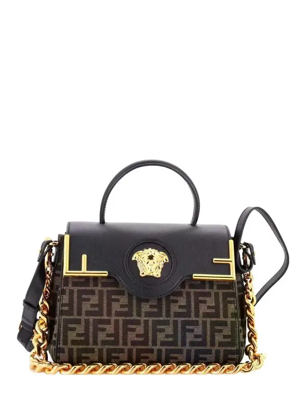 Versace X Fendi Fendace La Medusa Top Handle Satchel - Black