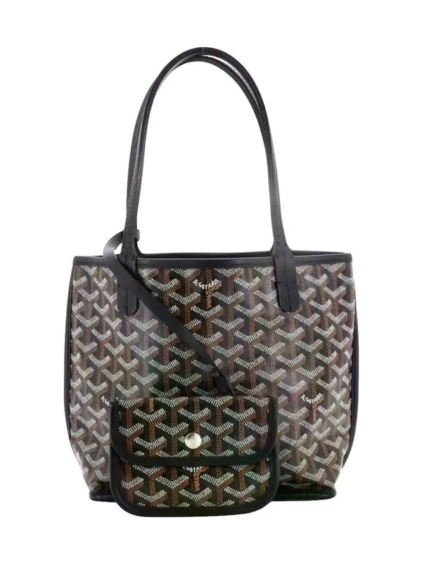 Goyard Anjou Reversible Mini Tote Coated Canvas Satchel - Black