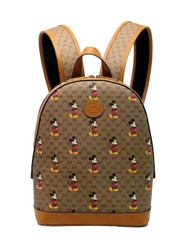 Gucci Gg Supreme Mickey Mouse Dome Backpack - Brown