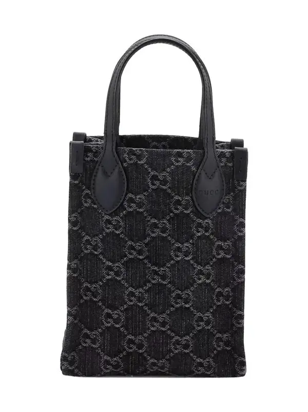 Gucci Vertical Gg Denim Mini Tote Bag - Black