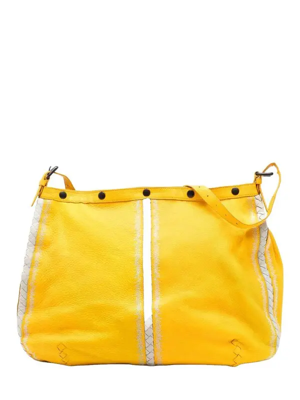 Bottega Veneta Intrecciato Trimmed Nappa Crossbody Bag - Yellow