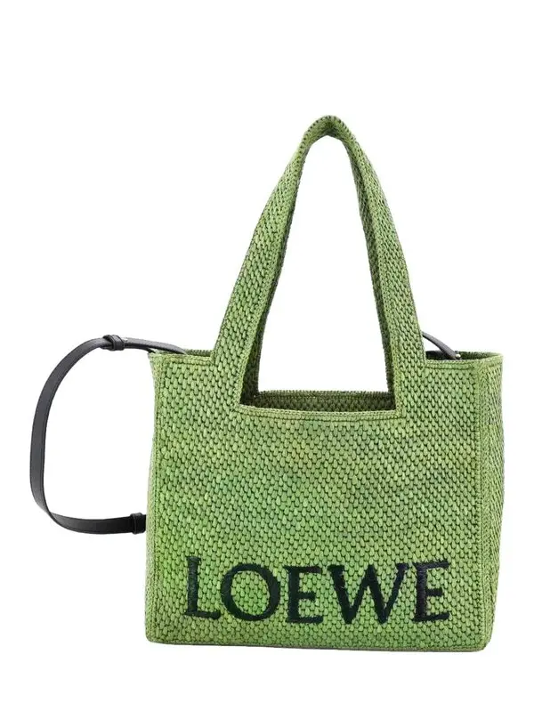 Loewe Paula's Ibiza Logo Convertible Raffia Medium Tote Bag - Green