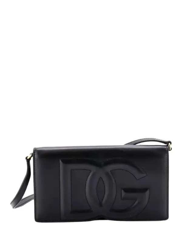 Dolce & Gabbana Dg Logo Flap Leather Mini Crossbody Bag - Black
