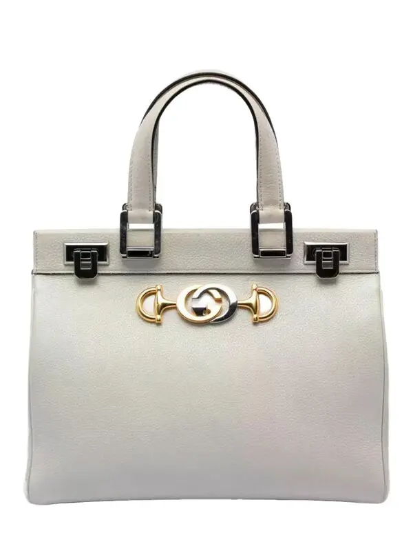 Gucci Small Grained Calfskin Zumi Top Handle Satchel - White