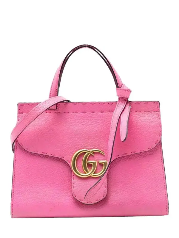 Gucci Small Gg Marmont Leather Top Handle Satchel - Pink