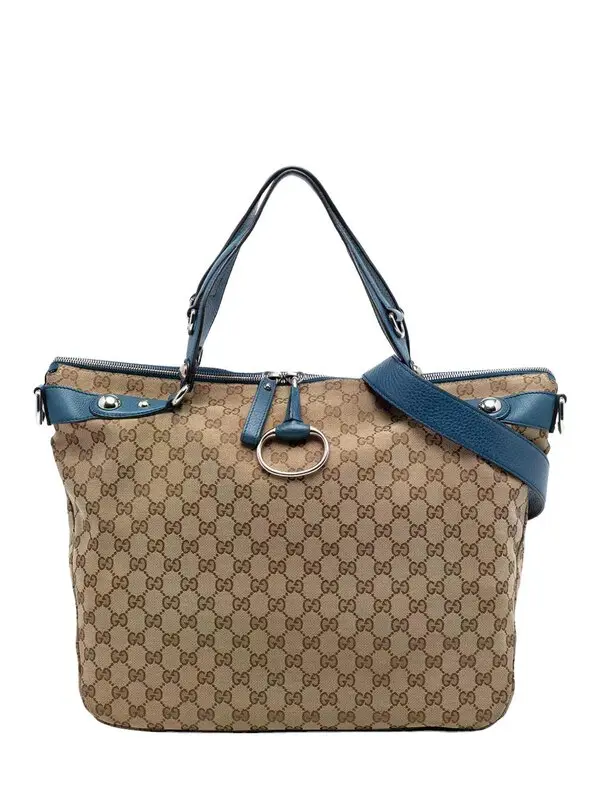 Gucci Gg Canvas Icon Bit Satchel - Blue