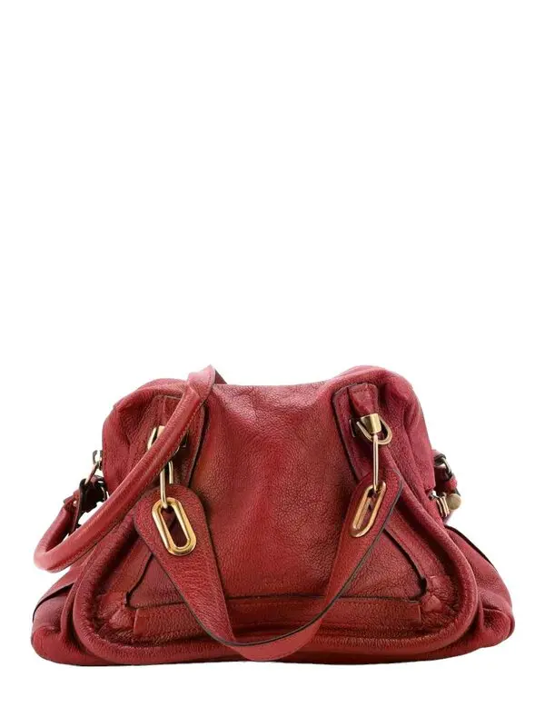 Chloé Paraty Top Handle Bag Leather Medium Satchel - Red