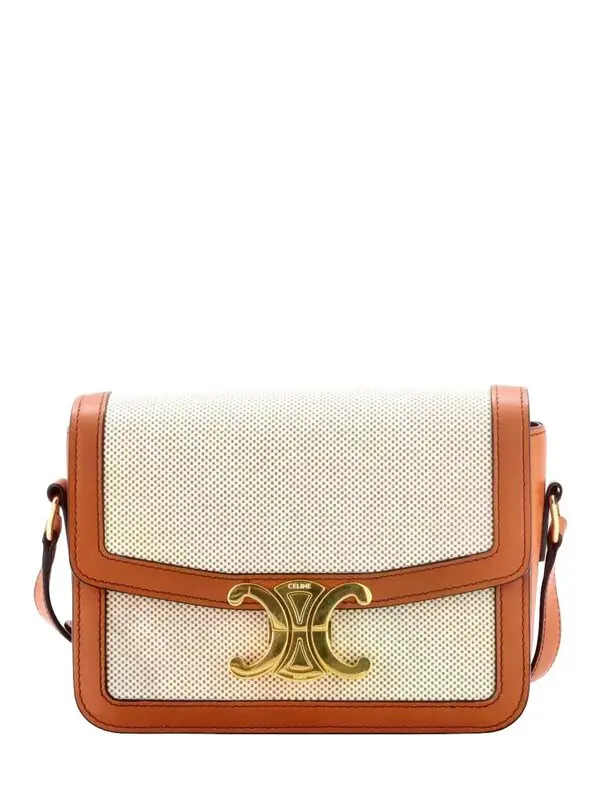Celine Triomphe Teen Crossbody Bag Canvas With Leather - Brown