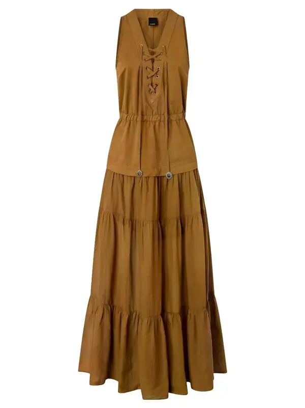 Pinko Lace-up Tiered Dress - Brown