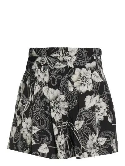 Pinko Floral-print High-waisted Shorts - Black