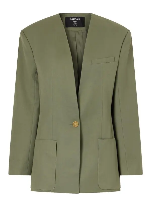 Balmain Cotton-twill Blazer - Green