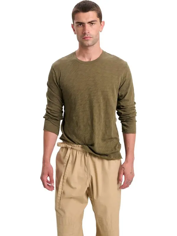 ATM Anthony Thomas Melillo Slub Jersey Long Sleeve Destroyed Wash T-shirt - Army