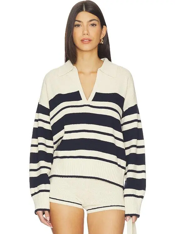 Lpa Rindie Stripe Sweater - Cream And Navy