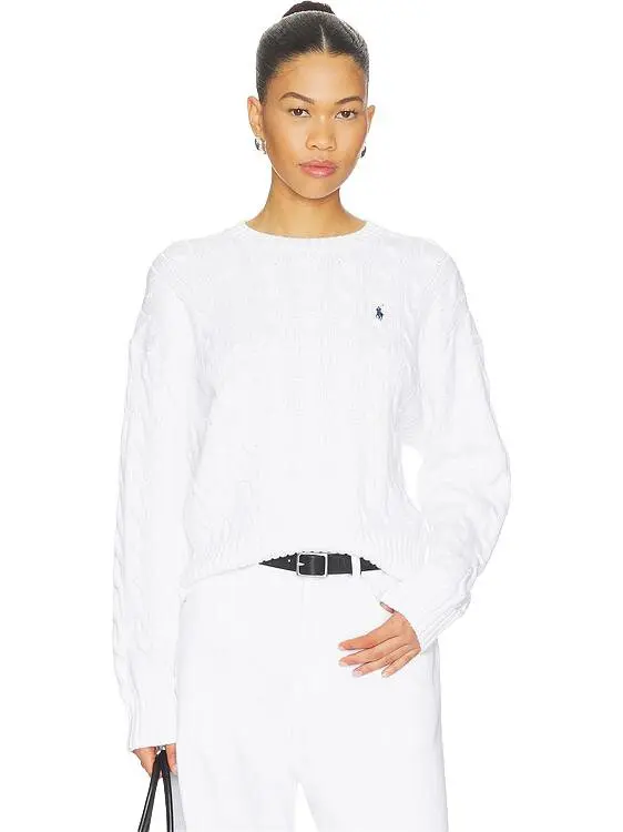 Polo Ralph Lauren Long Sleeve Crew Pullover Sweater - White