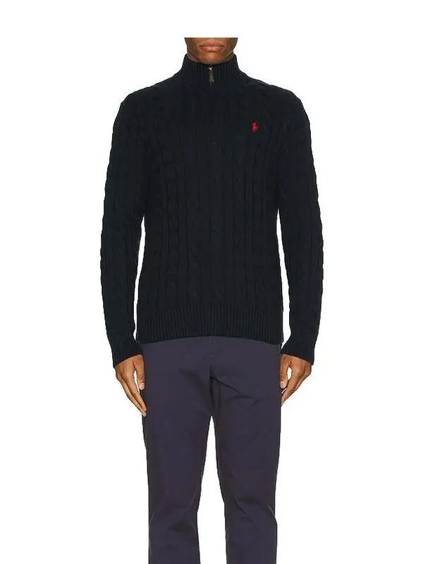 Polo Ralph Lauren Long Sleeve Cable Knit 1/2 Zip Sweater - Hunter Navy
