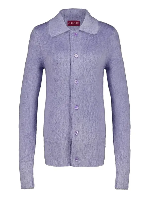 Gucci Brushed Mohair Wool Cardigan - Purple