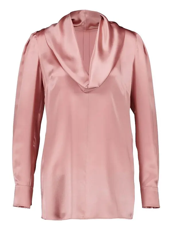 Dolce & Gabbana Silk Satin Blouse With Shawl Neck - Pink