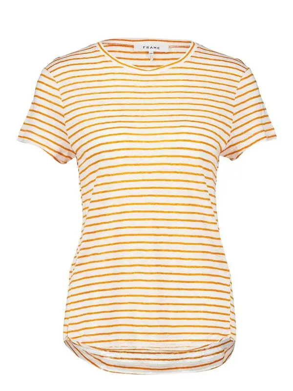 FRAME Striped Relaxed Fit T-shirt - Orange