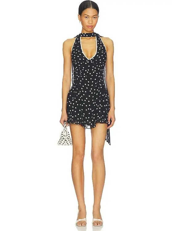 Lpa Dorothy Mini Dress - Black And Cream Polka Dot