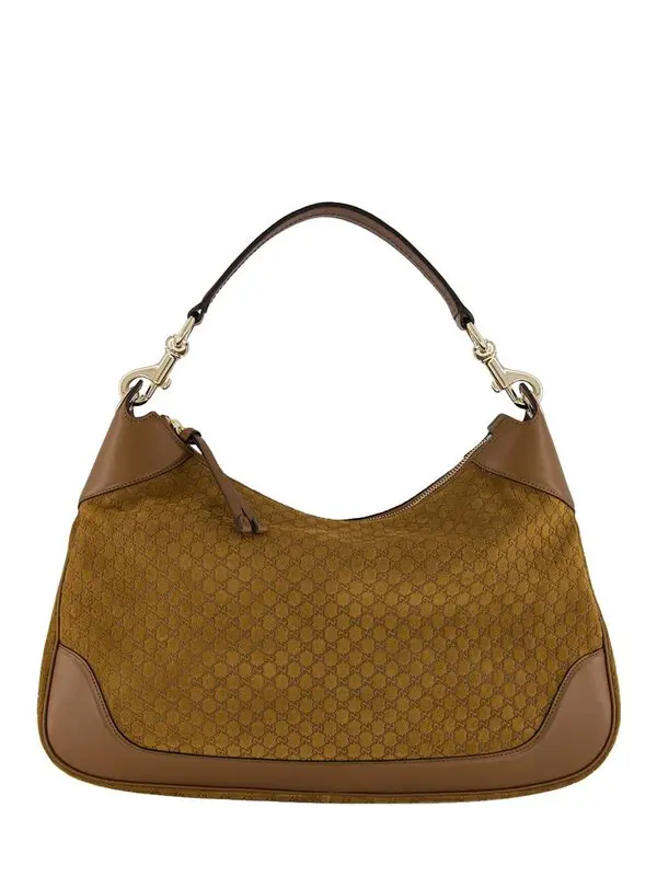 Gucci Gg Suede B Medium Shoulder Bag - Brown