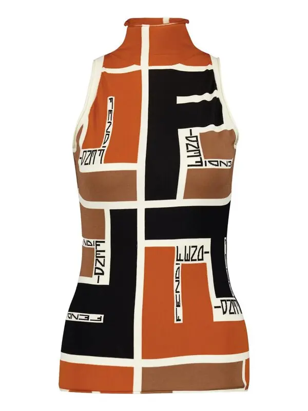 Fendi Ff Puzzle Halter Neck Top - Orange