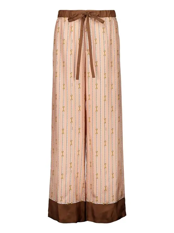 Gucci Wide-leg Horsebit Silk Trousers - Pink