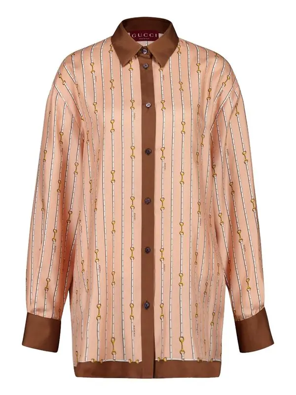 Gucci Horsebit Print Silk Shirt - Pink