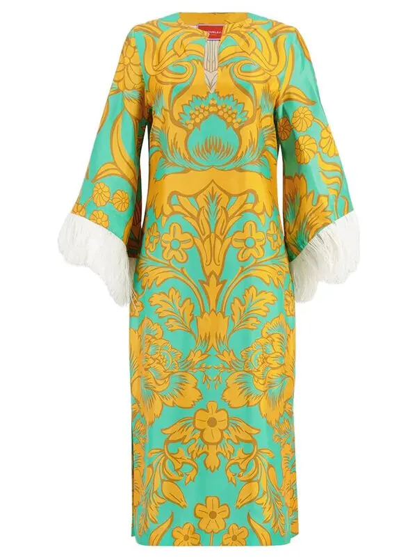 La DoubleJ Printed Silk Kaftan Dress - Multicolour