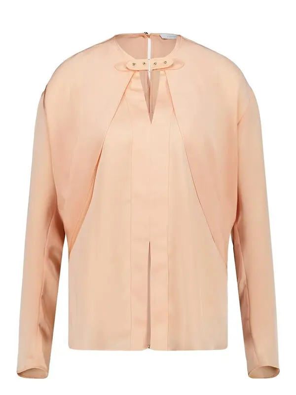 Rabanne Salmon Satin Long-sleeve Blouse - Pink