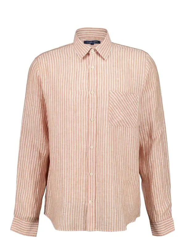 Frescobol Carioca Pale Copper Striped Linen Shirt - Orange
