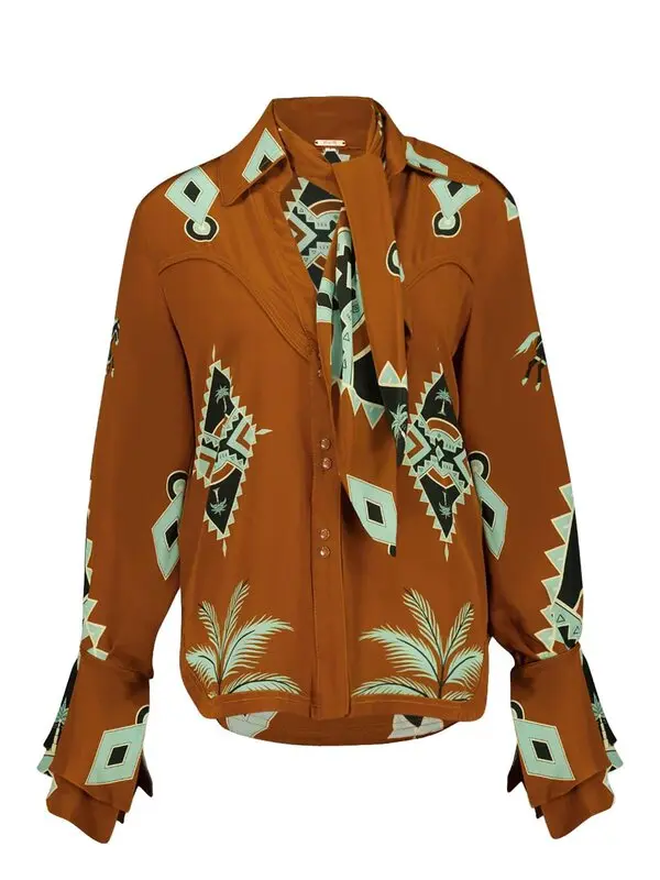 Johanna Ortiz Cabalgando Silk Shirt - Orange