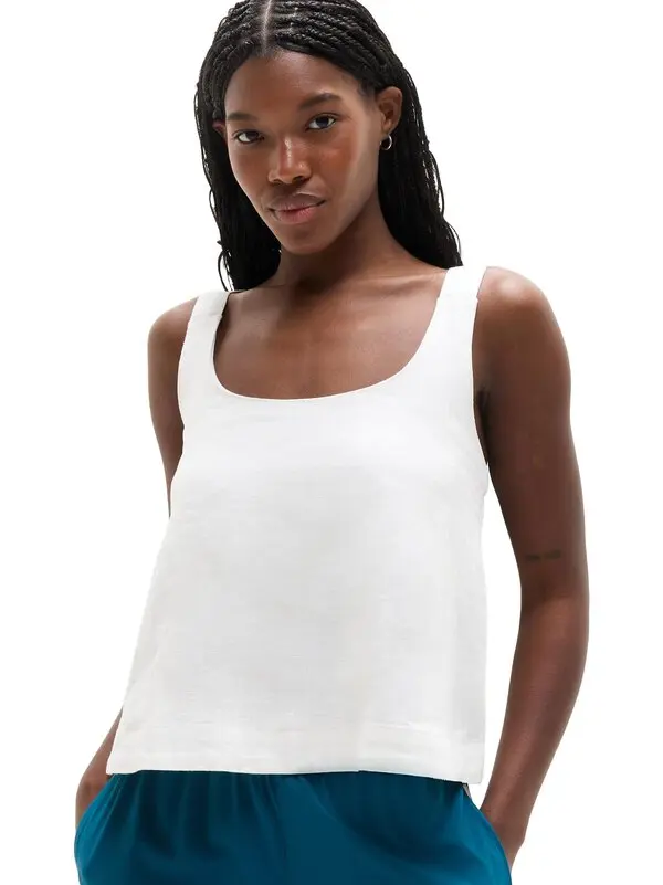 Athleta Retreat Linen Tank - Calla Lily