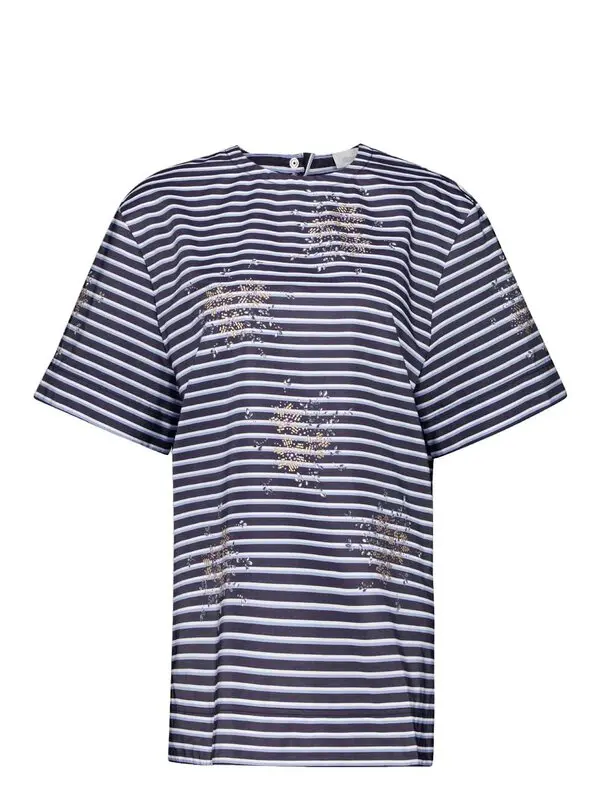 Rabanne Striped Embroidered T-shirt - Multicolour