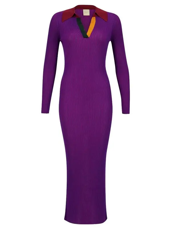 PAULA Denebola Long-sleeve Knitted Dress - Purple