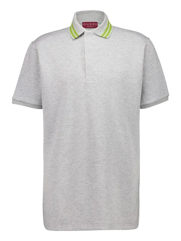 Gucci Mélange Cotton Piquet Polo Top - Grey